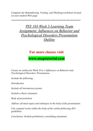 Psy 103 Education Redefined-snaptutorial.com