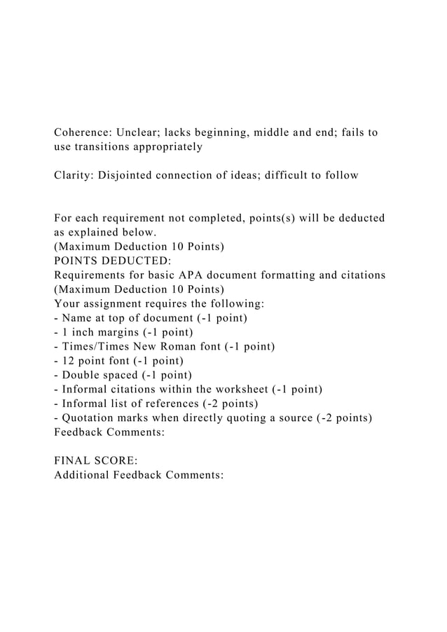 PSY111 Personality Theory Project Rubric – 100 PointsStudent Nam.docx ...