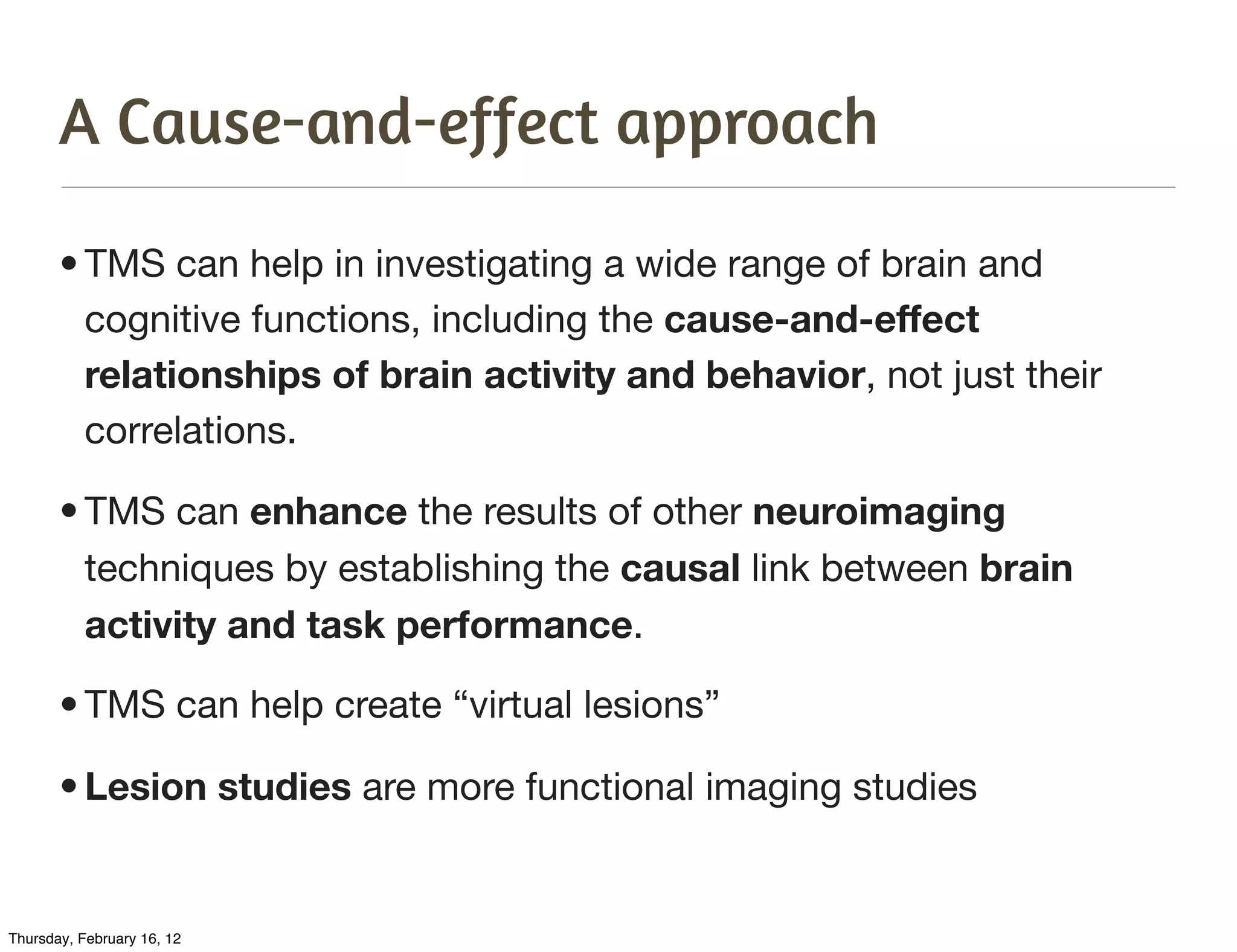Cognitive Neuropsychology Presentation on TMS | PDF