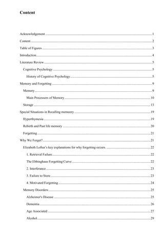 Cognitive Psychology, memory and forgetting | DOCX