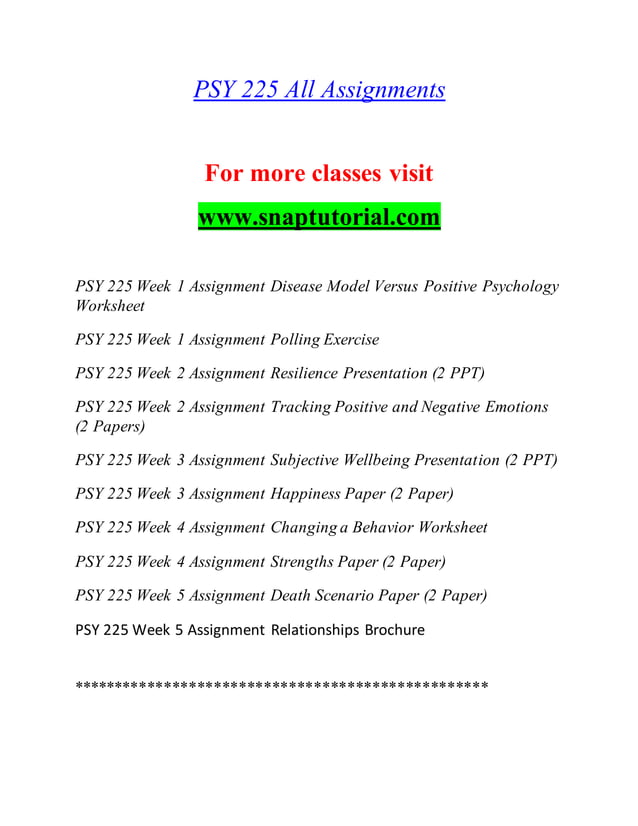 Psy 225 Enhance teaching / snaptutorial.com