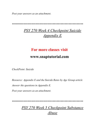 PSY 270 Enhance teaching - snaptutorial.com | PDF