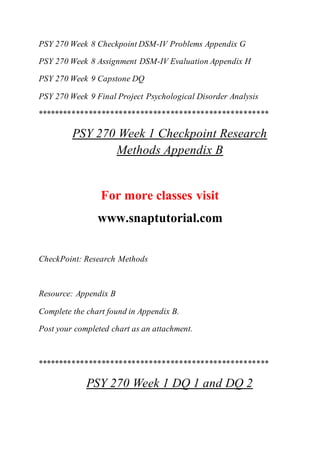 PSY 270 Enhance teaching - snaptutorial.com | PDF