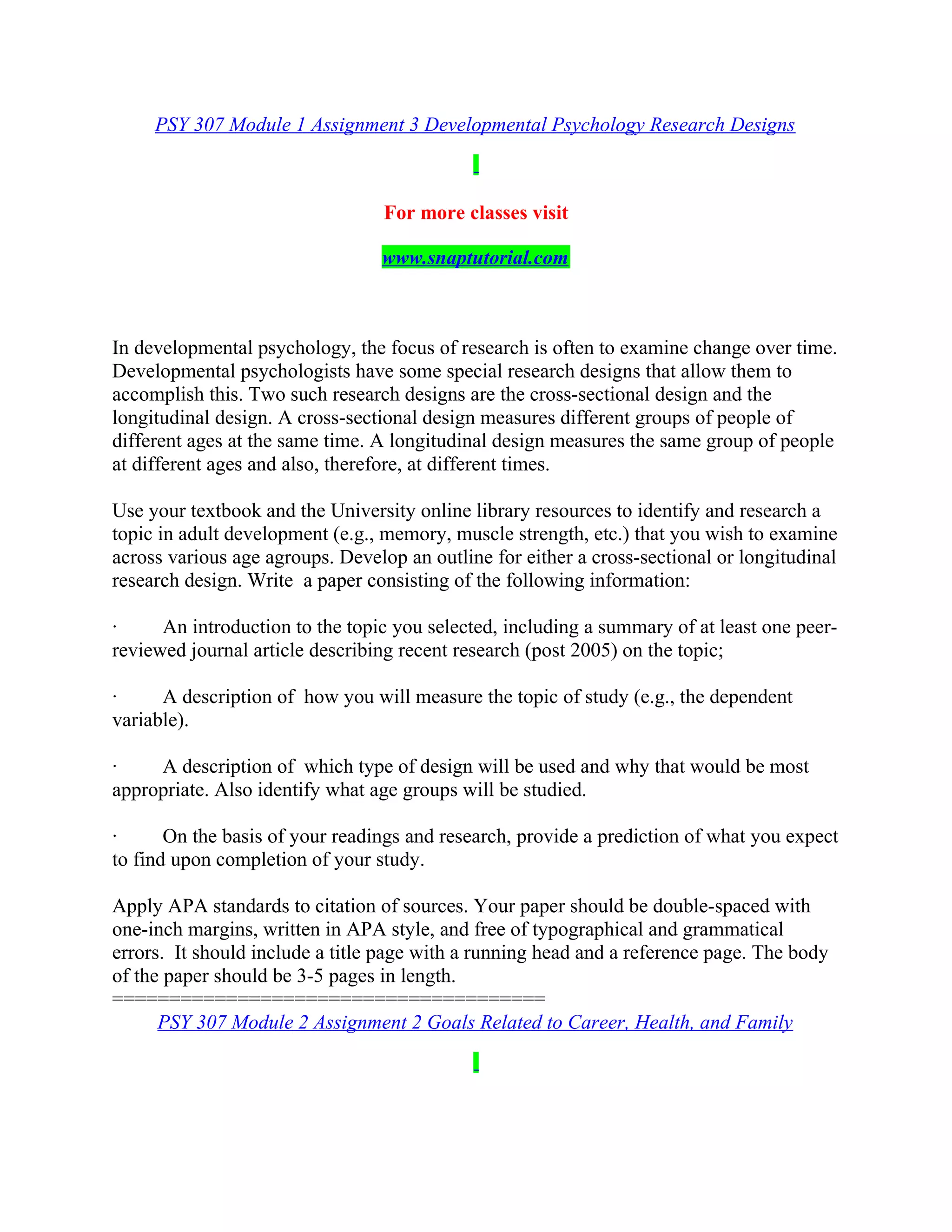 Psy 307 Massive Success / snaptutorial.com