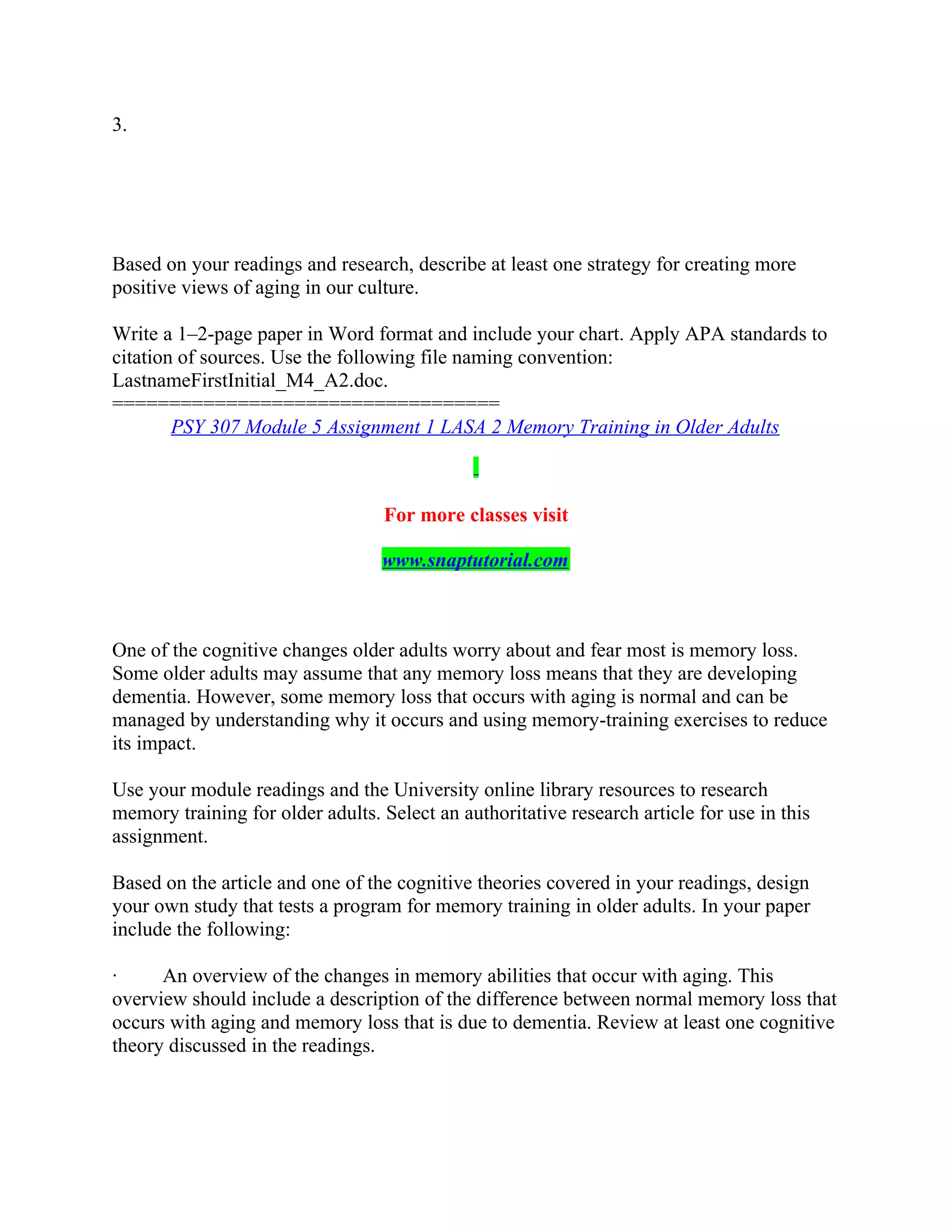 Psy 307 Massive Success / snaptutorial.com