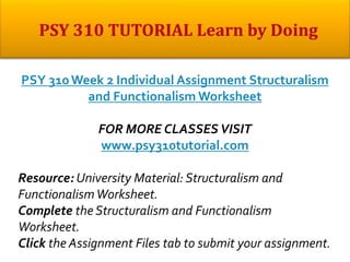 Psy 310 tutorial learn by doing psy310tutorial.com