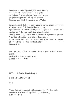 PSY 3140, Social Psychology 1 Course Learning Outco.docx