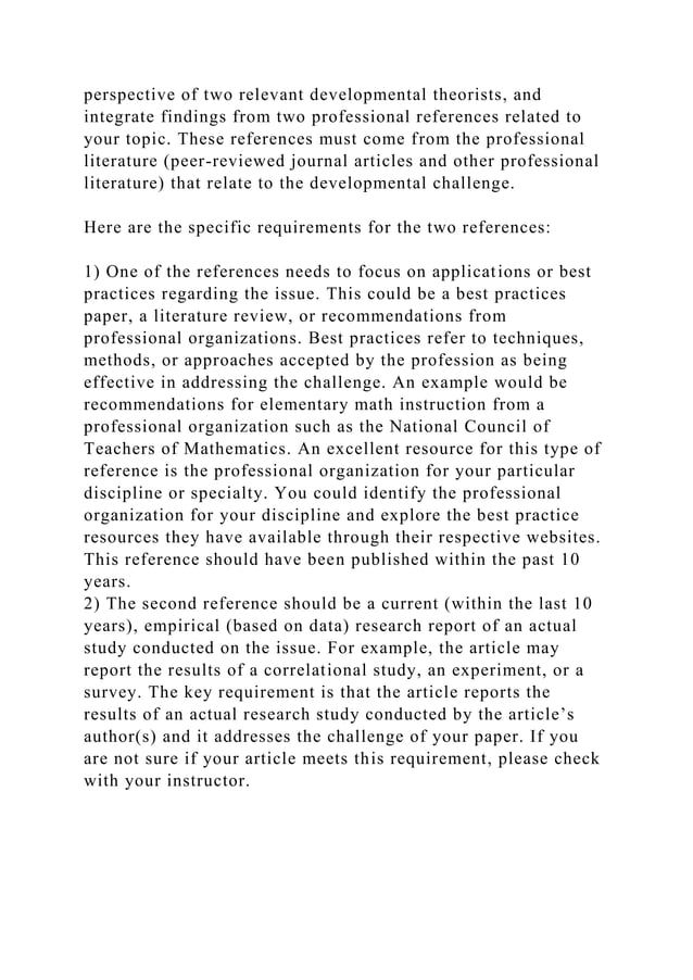 PSY 314 Developmental Challenge Learning Objectives1) Ide.docx