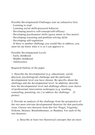PSY 314 Developmental Challenge Learning Objectives1) Ide.docx