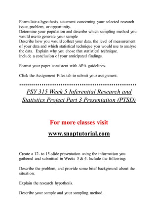 PSY 315 Effective Communication - snaptutorial.com