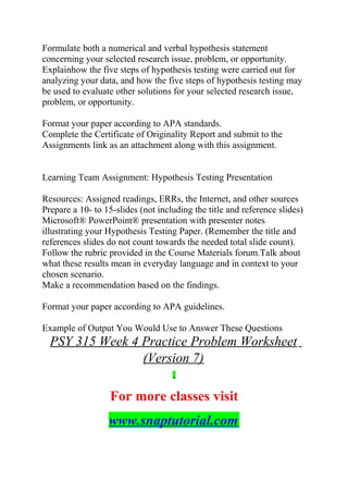 PSY 315 Exceptional Education - snaptutorial.com