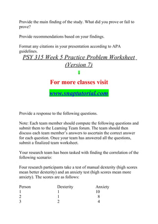 PSY 315 Exceptional Education - snaptutorial.com