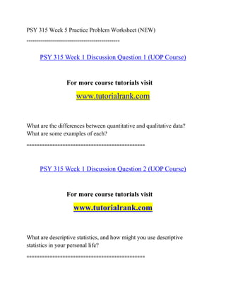 PSY 315 Effective Communication - tutorialrank.com