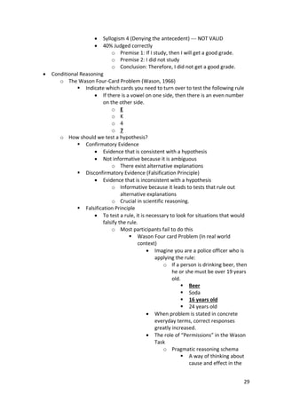 PSY 341 Judgement, Decisions, Reasoning Notes Abyana | PDF