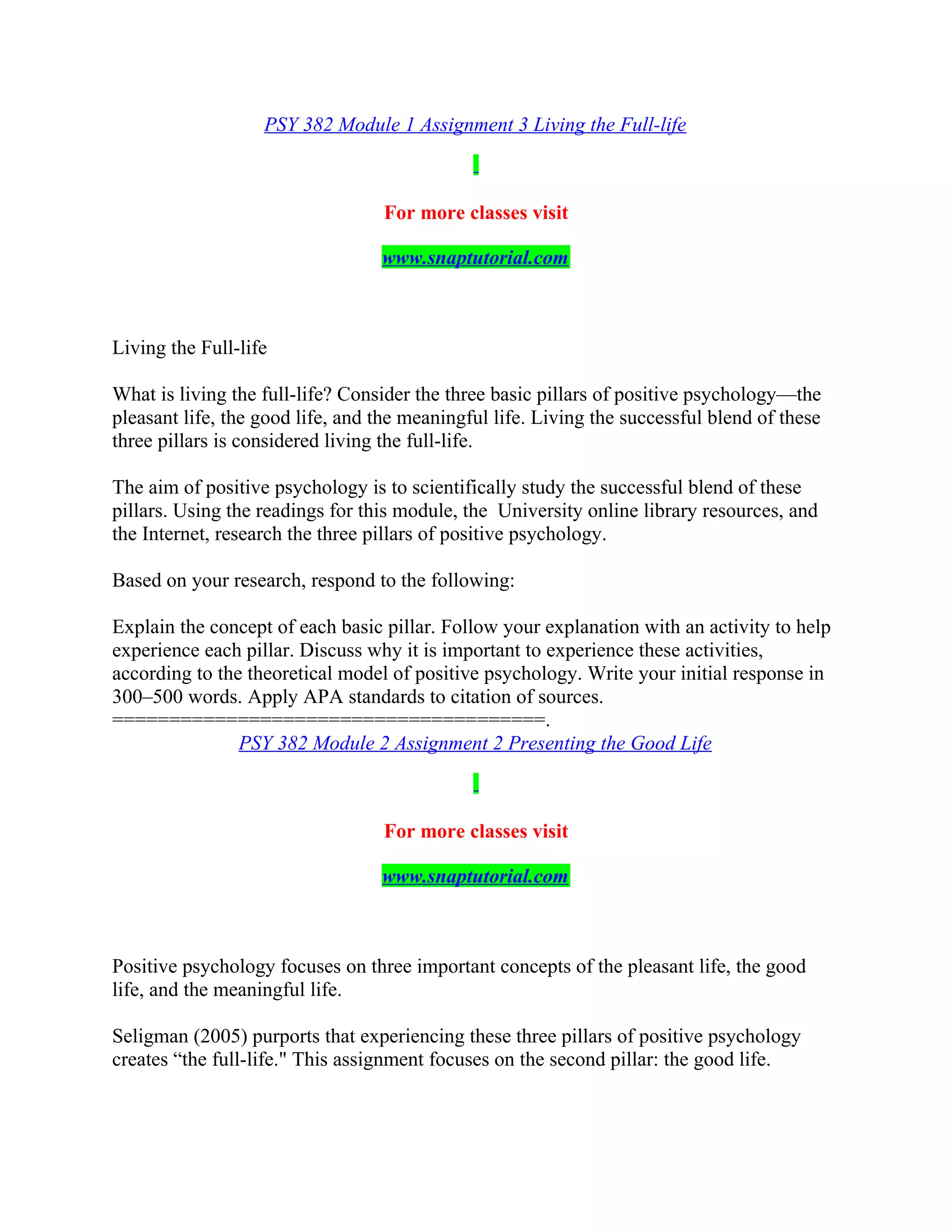 Psy 382 Massive Success / snaptutorial.com