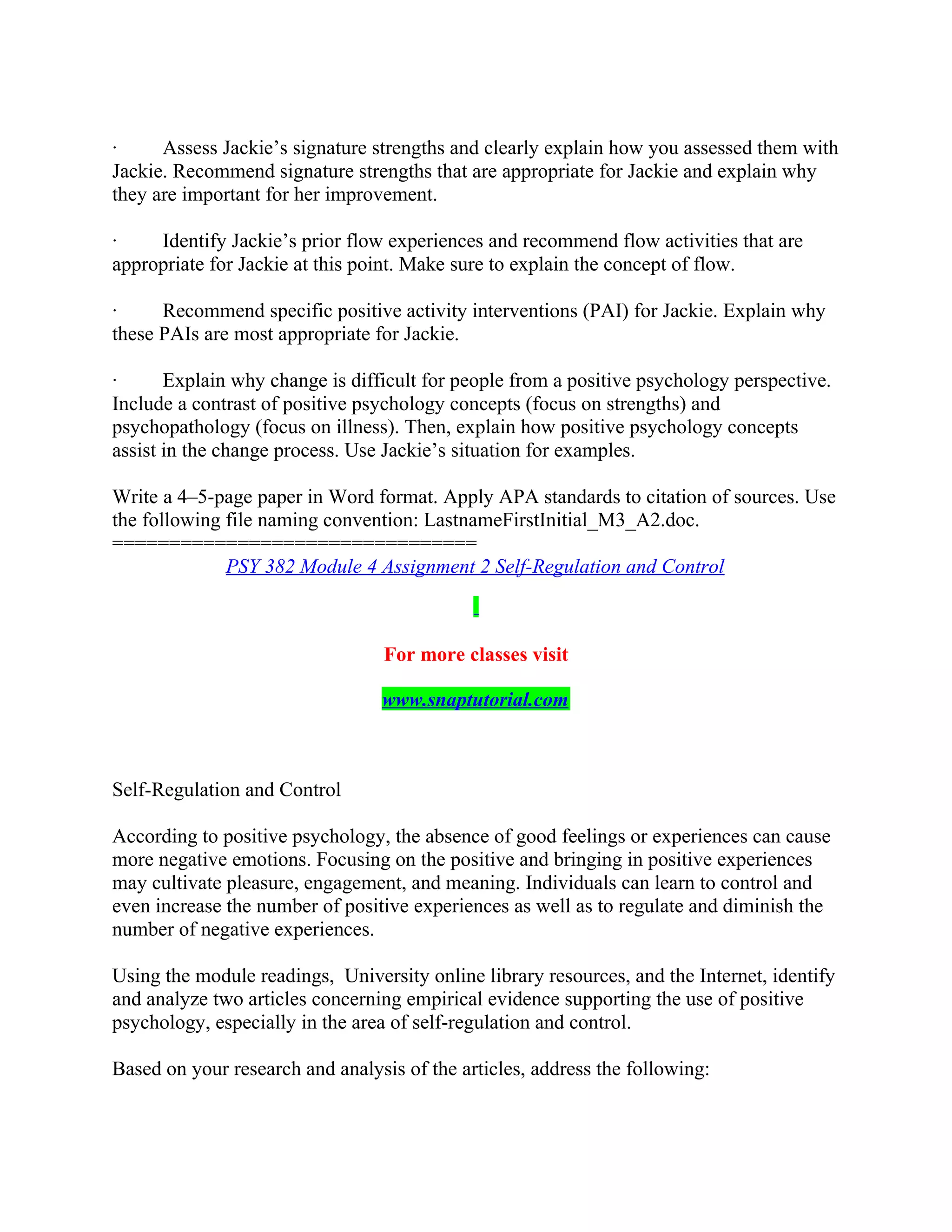 Psy 382 Massive Success / snaptutorial.com