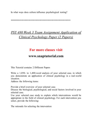 Psy 480 Enhance teaching / snaptutorial.com