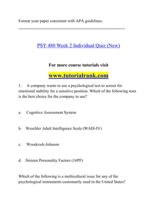 Psy 480 Effective Communication - tutorialrank.com