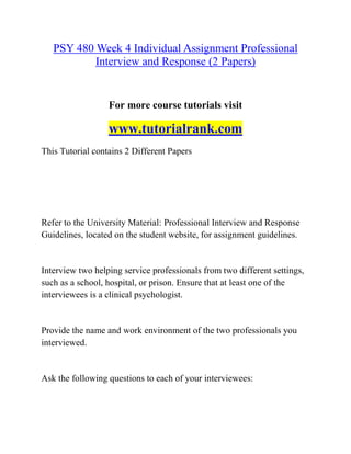 Psy 480 Effective Communication - tutorialrank.com