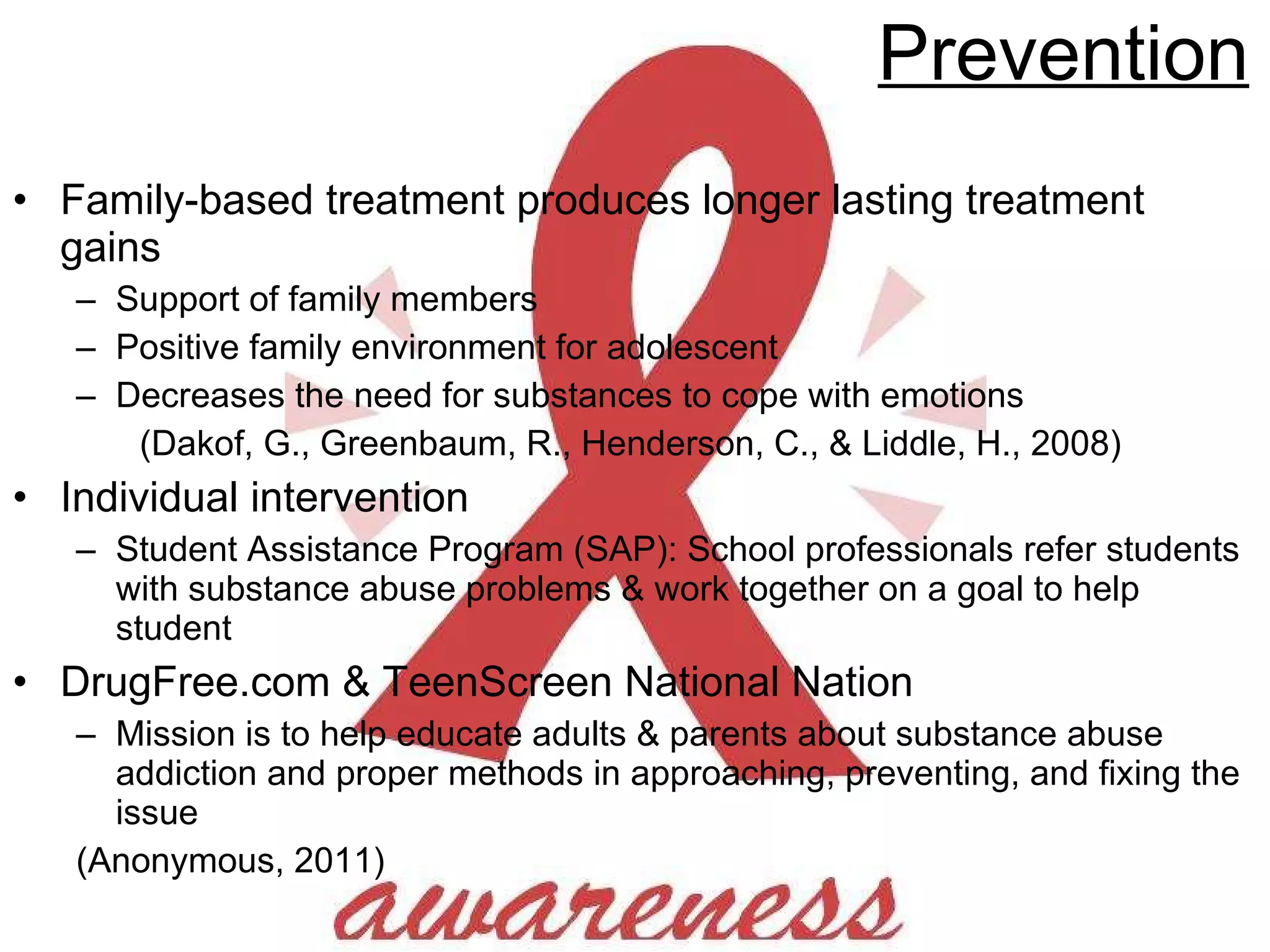 Substance Abuse Addiction in High School Adolescents | PPT