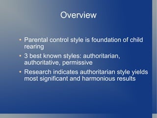 Powerpoint on Parental Control Styles | PPT
