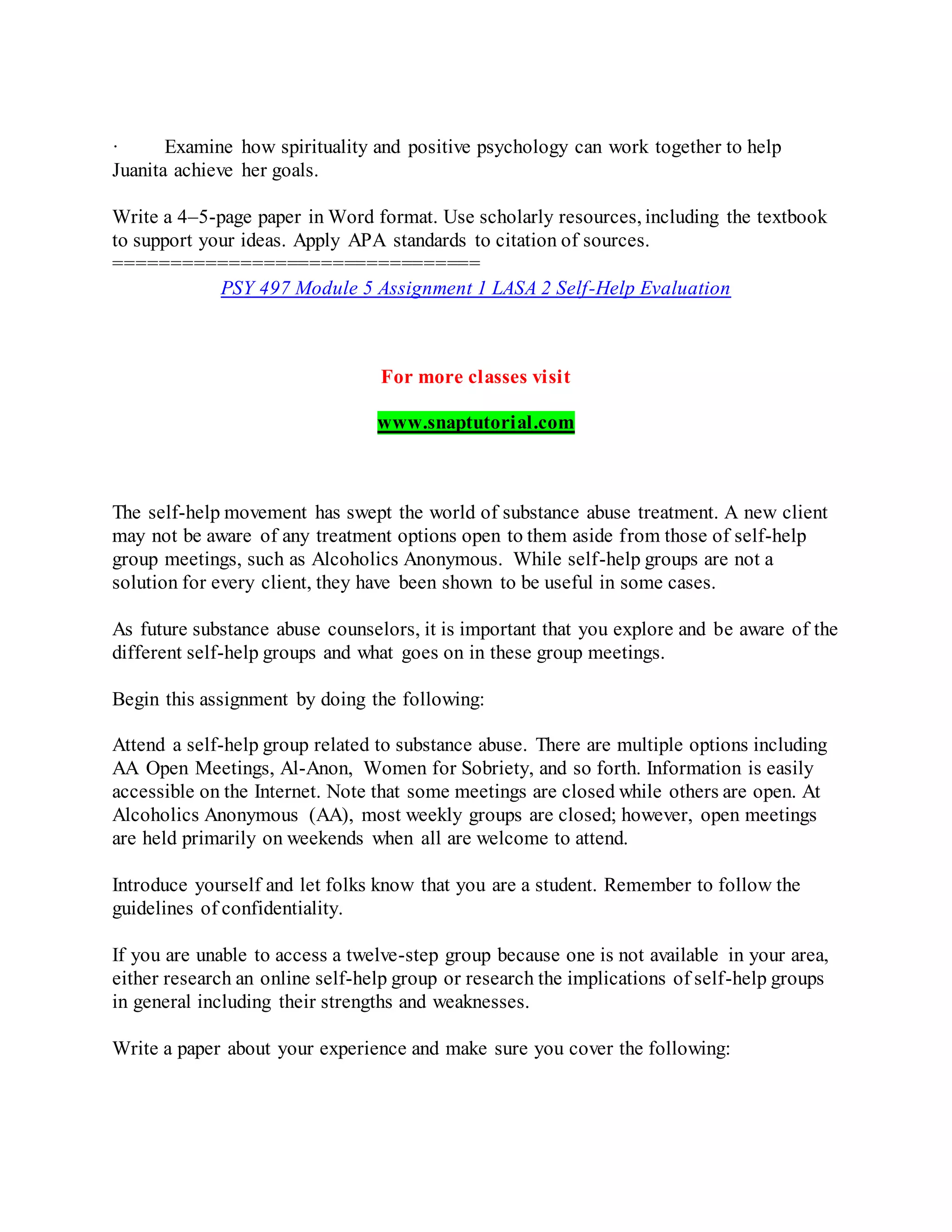 Psy 497 Success Begins / snaptutorial.com