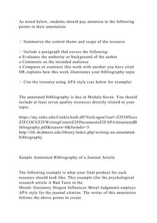 PSY 550 Annotated Bibliography Assignment Overview A.docx