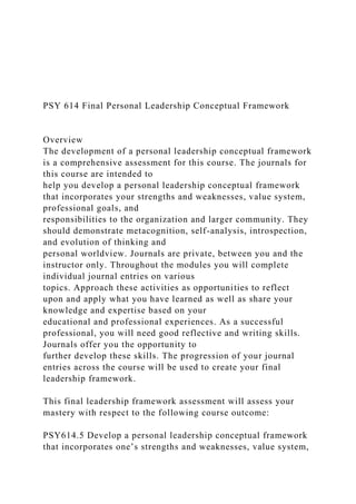 PSY 614 Final Personal Leadership Conceptual Framework .docx
