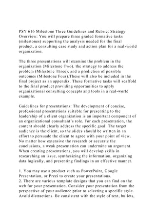 PSY 616 Milestone Three Guidelines and Rubric StrategyOverview.docx