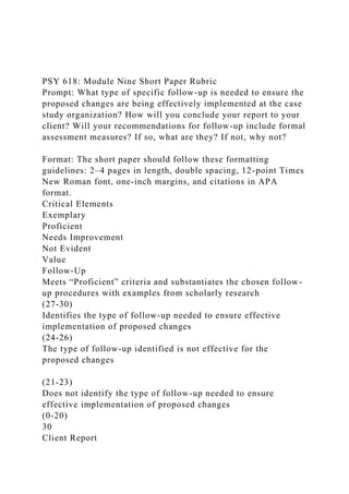PSY 618 Module Nine Short Paper Rubric Prompt What type of s.docx