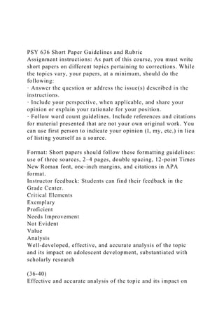 PSY 636 Short Paper Guidelines and Rubric Assignment instructi.docx
