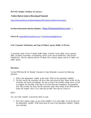 Psy 870 module 3 problem set answers | PDF