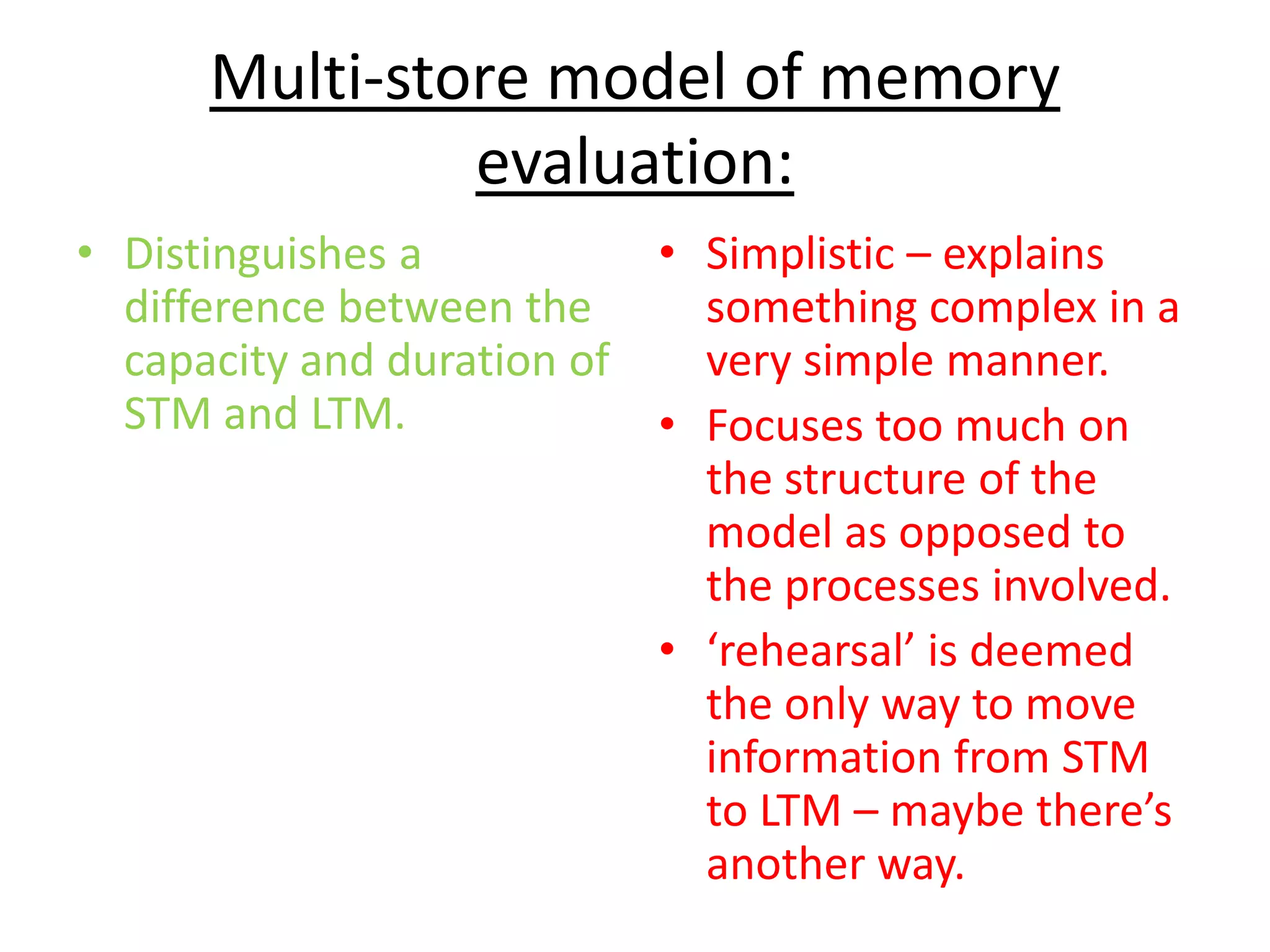 Cognitive psychology - Memory (PSYA1) | PPTX