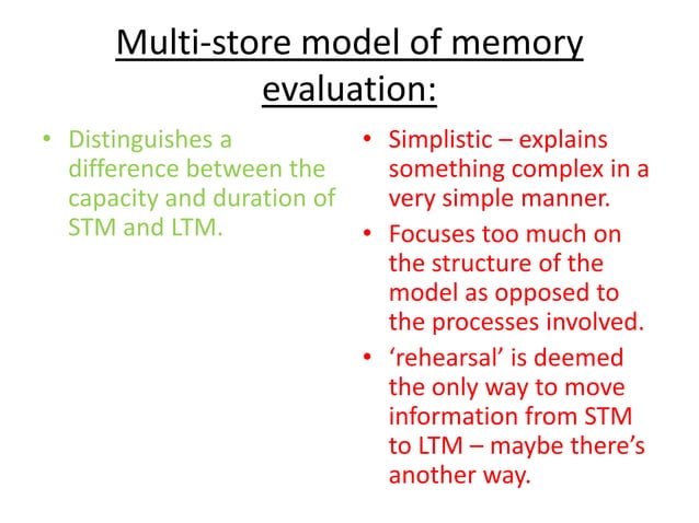 Cognitive psychology - Memory (PSYA1) | PPTX