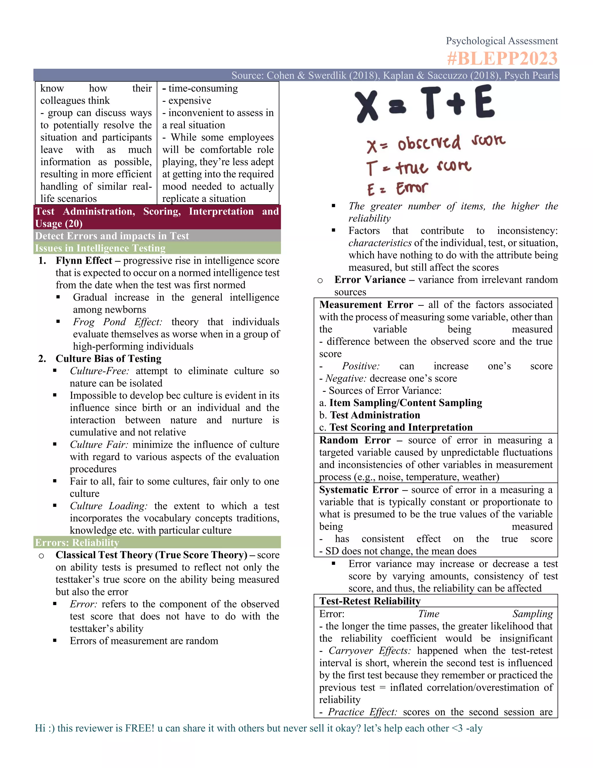 BLEPP Reviewer - Psychological Assessment | PDF