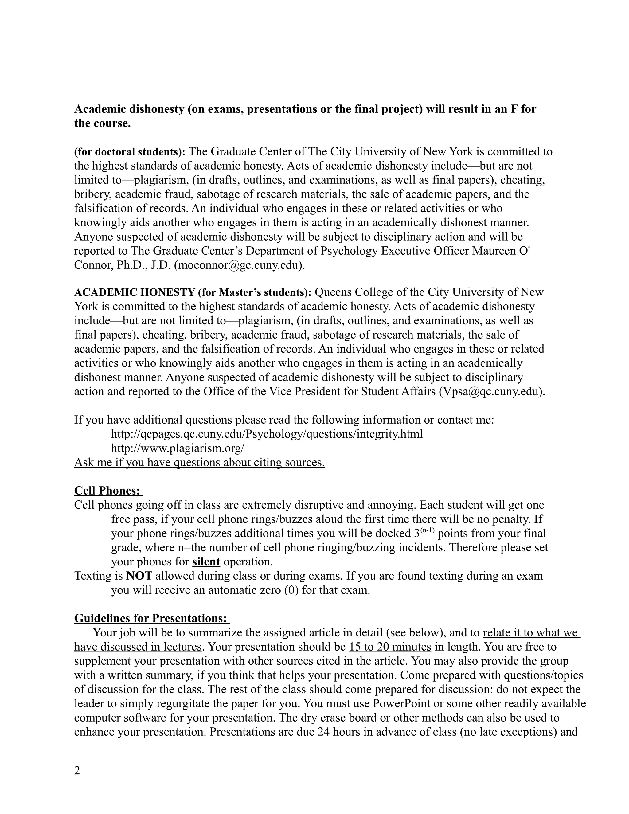 Psych 710 syllabus, queens college 2012 assignments | PDF