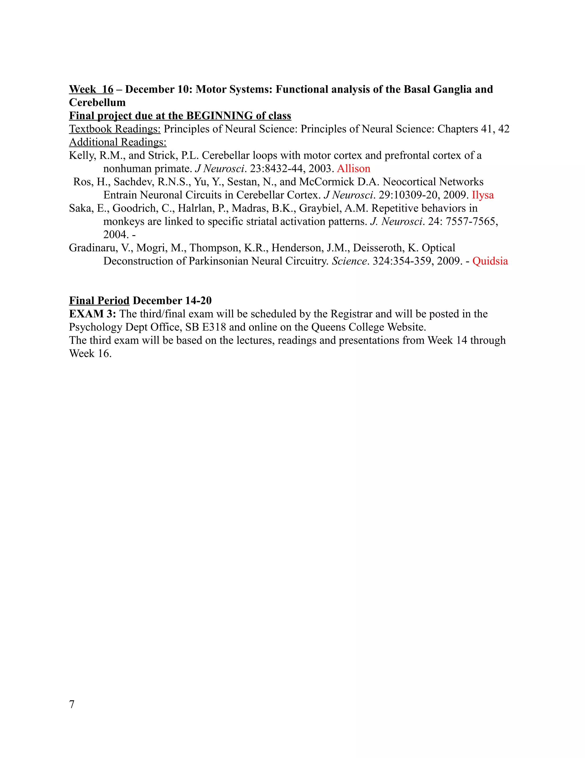 Psych 710 syllabus, queens college 2012 assignments | PDF