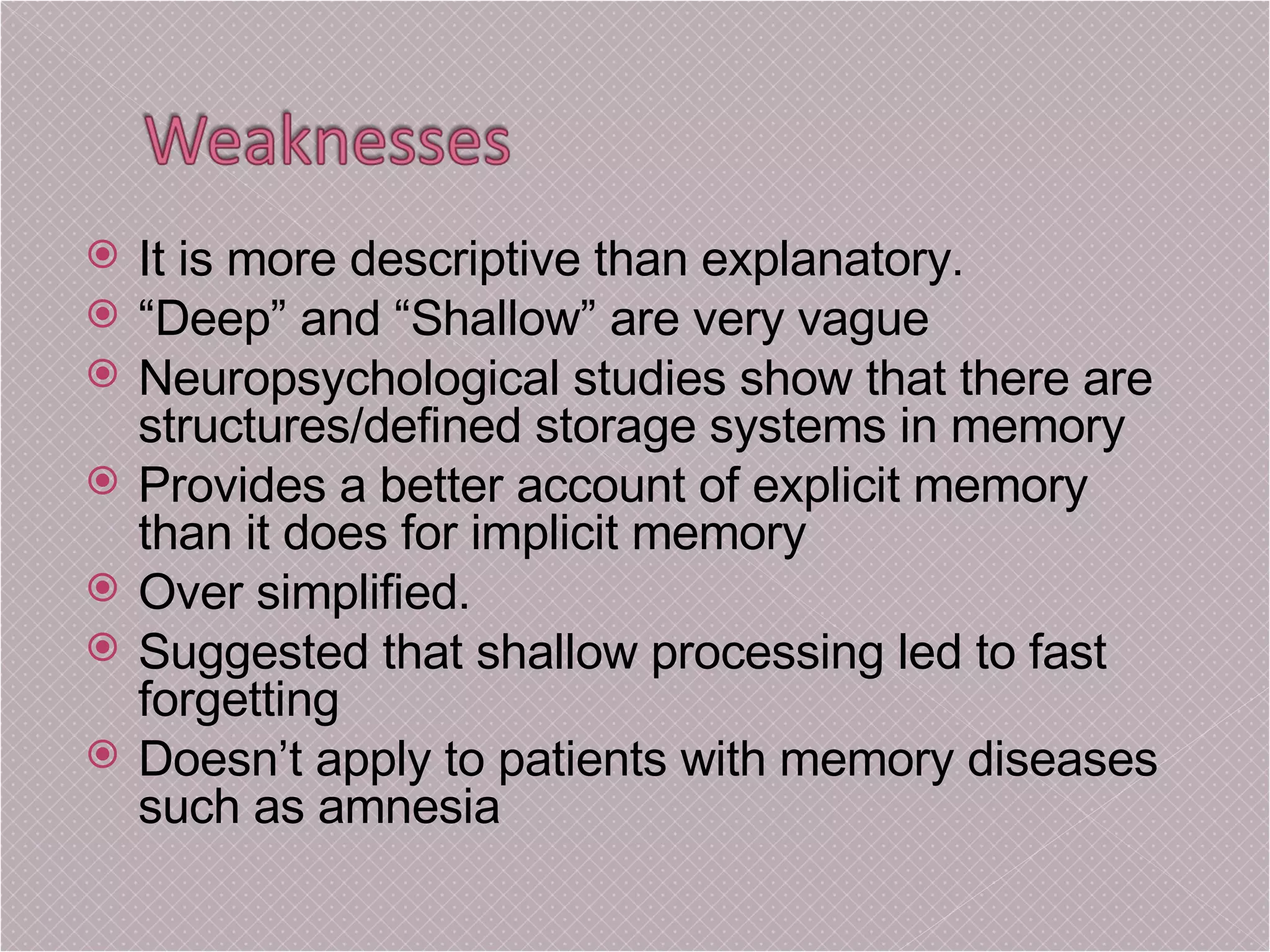 Psych Levels Of Processing Model Of Memory | PPT