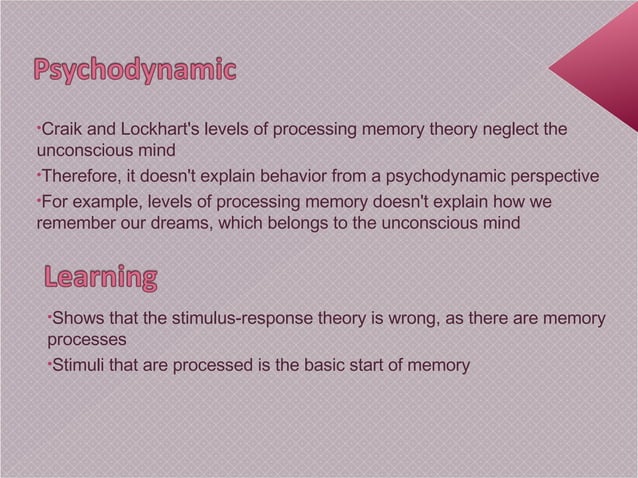 Psych Levels Of Processing Model Of Memory | PPT | Science