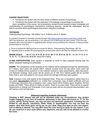 Psych 101 general psychology syllabus fall 2012 queens college | PDF