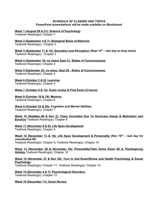 Psych 101 general psychology syllabus fall 2012 queens college | PDF