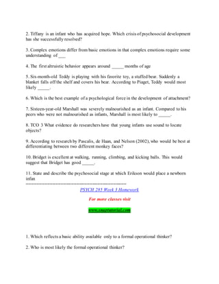 Psych 285 Success Begins / snaptutorial.com