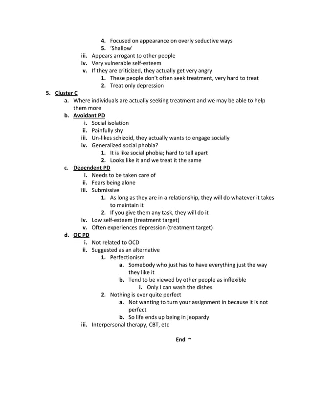 Psych 309 abnormal psych final exam notes | DOCX | Brain and Nervous ...