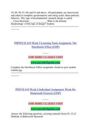 PSYCH 610 GUIDE Lessons in Excellence / psych610guide.com