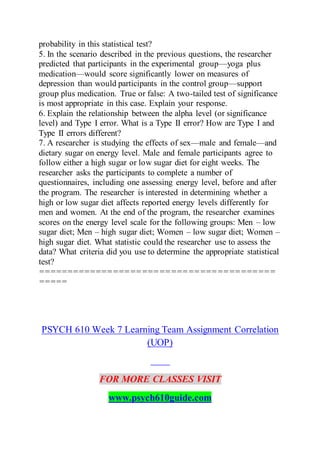 PSYCH 610 GUIDE Lessons in Excellence / psych610guide.com