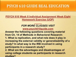 Psych 610 guide real education psych610guide.com