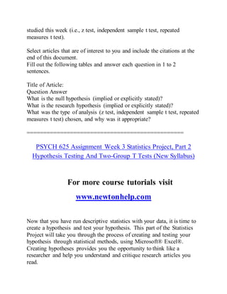 PSYCH 625 Extraordinary Life/newtonhelp.com | DOCX