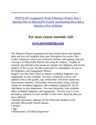 PSYCH 625 Extraordinary Life/newtonhelp.com | DOCX