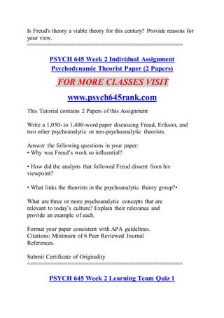 PSYCH 645 RANK Remember Education--psych645rank.com