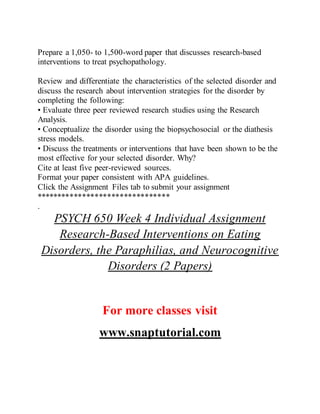 PSYCH 650 Education Organization / snaptutorial.com